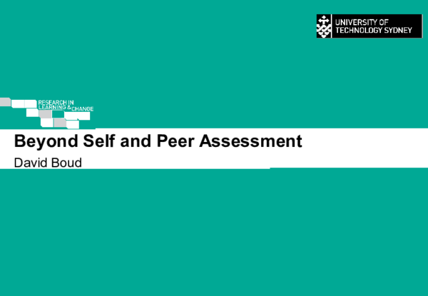 (PPT) David Boud Peer and Self Assessment