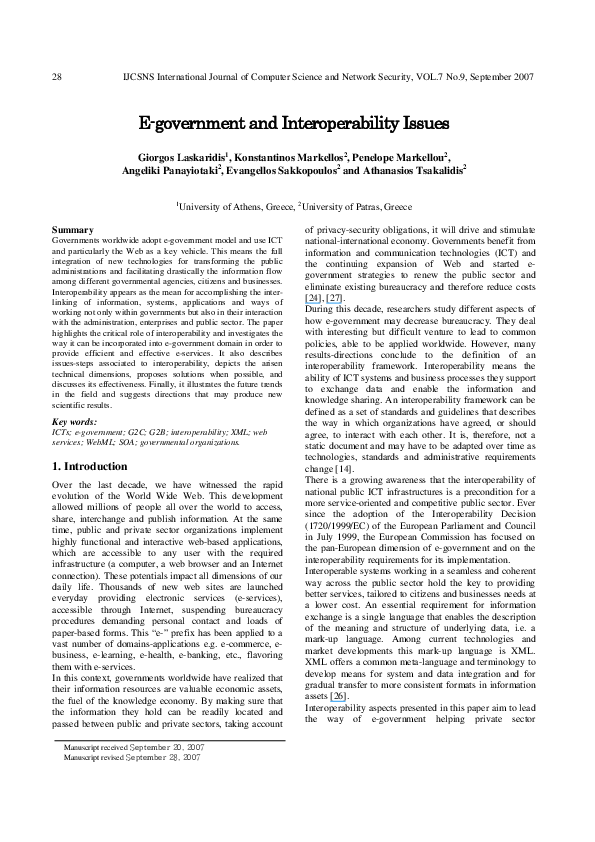 (PDF) E-government and Interoperability Issues