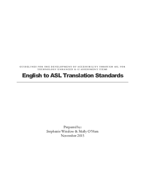 (PDF) English to ASL Translation Standards