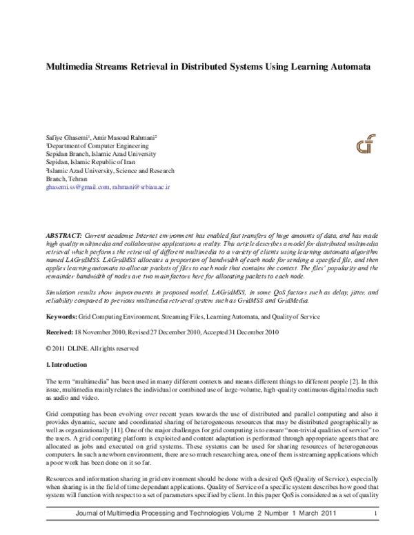 (PDF) Multimedia Streams Retrieval in Distributed Systems Using Learning Automata