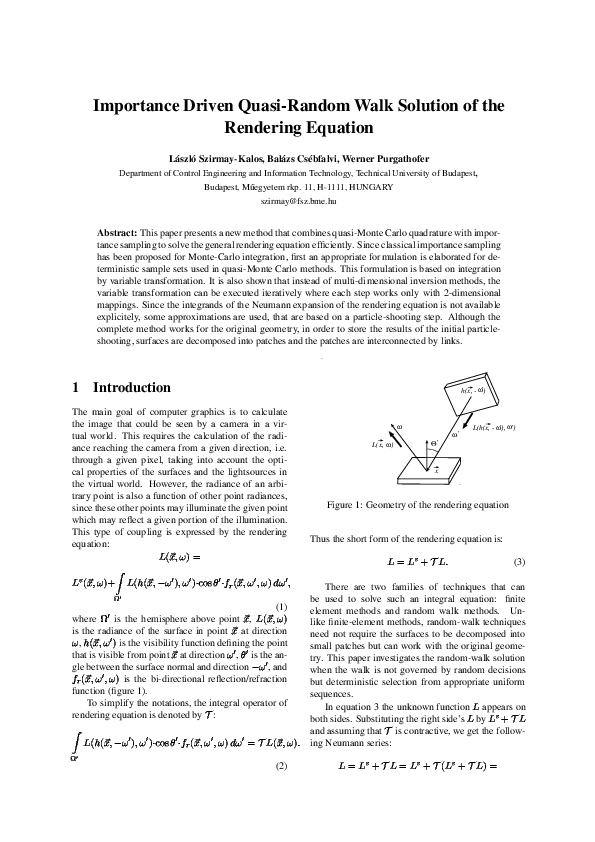 (PDF) Importance driven quasi-random walk solution of the rendering equation