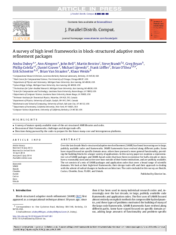 (PDF) A survey of high level frameworks in block-structured adaptive mesh refinement packages