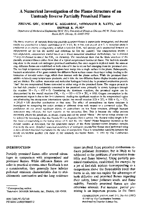(PDF) A numerical investigation of the flame structure of an unsteady inverse partially premixed ...
