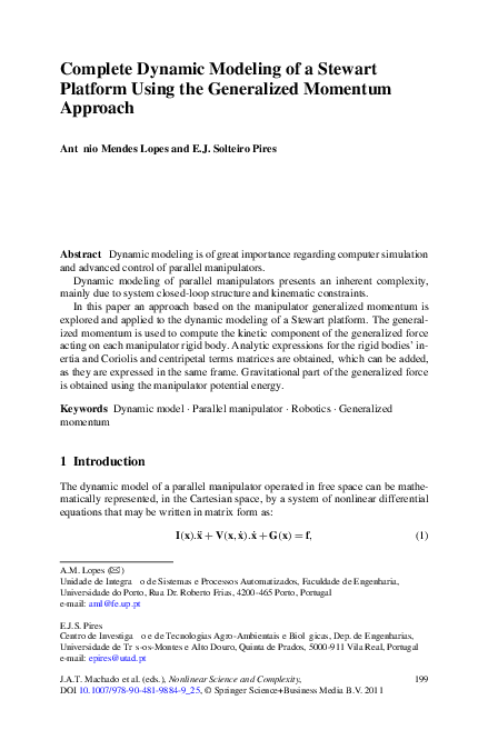 (PDF) Complete Dynamic Modeling of a Stewart Platform Using the Generalized Momentum Approach ...