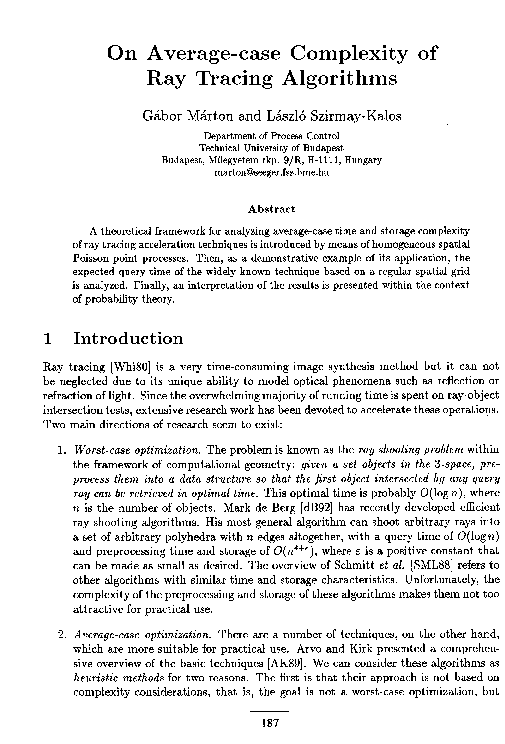 (PDF) On average-case complexity of ray tracing algorithms