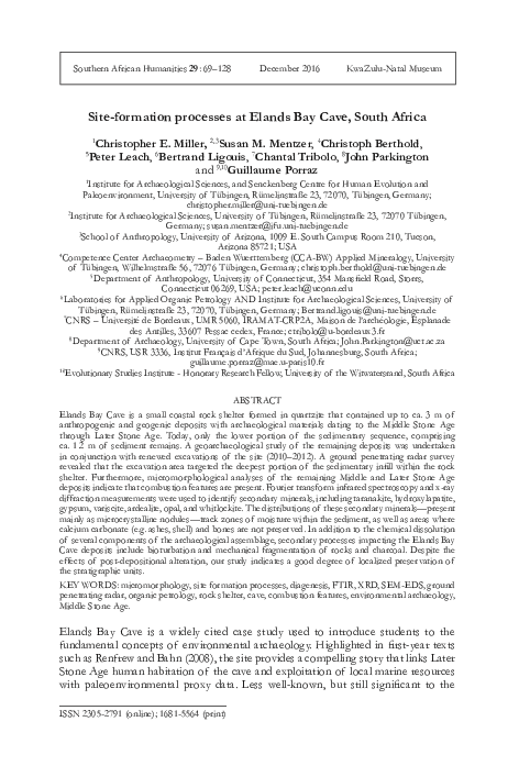 (PDF) Site-formation processes at Elands Bay Cave, South Africa