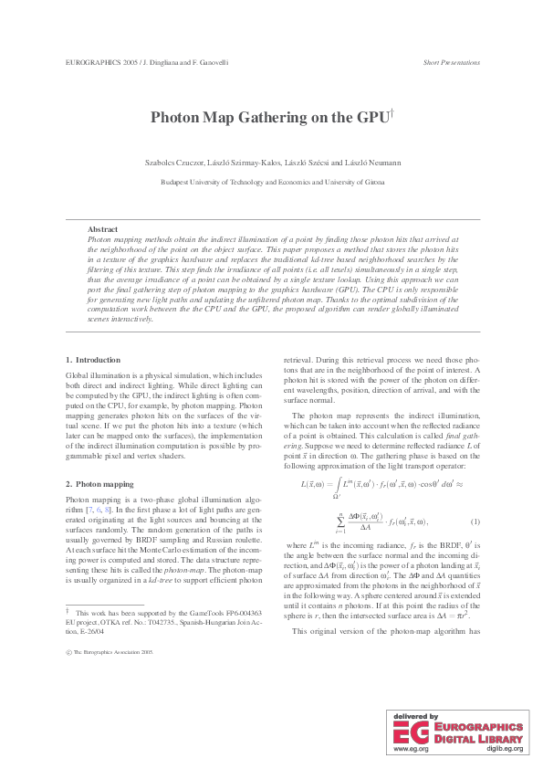(PDF) Photon map gathering on the GPU