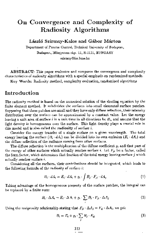 (PDF) On convergence and complexity of radiosity algorithms