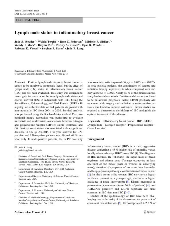 (PDF) Lymph node status in inflammatory breast cancer