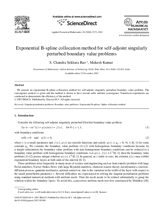 Pdf Exponential B Spline Collocation Method For Self Adjoint