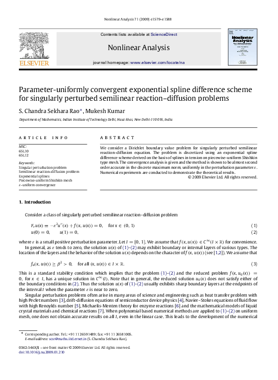 Pdf Parameter Uniformly Convergent Exponential Spline Difference Scheme For Singularly