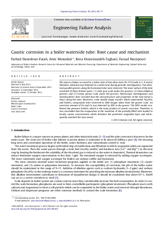 (PDF) Caustic corrosion in a boiler waterside tube: Root cause and ...