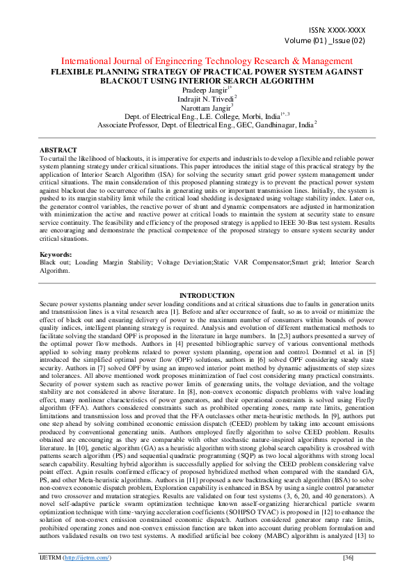 Pdf Flexible Planning Strategy Of Practical Power System Against