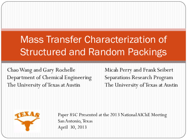 (PDF) Mass Transfer Characterization of Structured and Random Packings