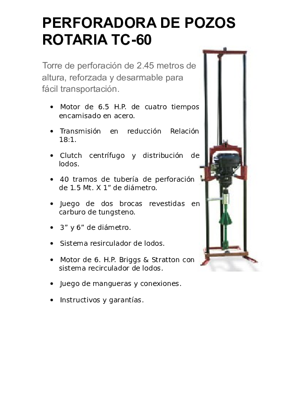 (DOC) PERFORADORA DE POZOS ROTARIA TC 60 y TC
