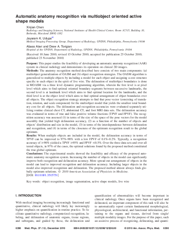 Pdf Automatic Anatomy Recognition Via Multiobject Oriented Active Shape Models
