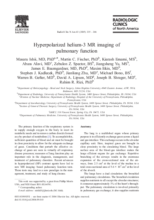 (PDF) Hyperpolarized helium-3 MR imaging of pulmonary function