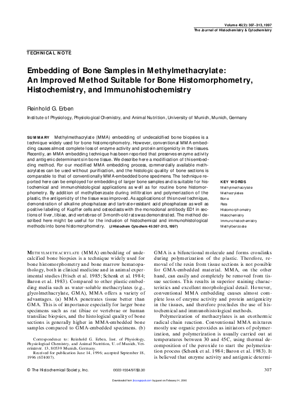 (PDF) Embedding of Bone Samples in Methylmethacrylate: An Improved ...