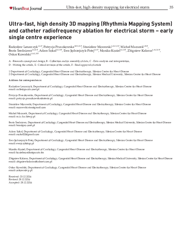 Pdf Ultra Fast High Density 3d Mapping Rhythmia Mapping System And