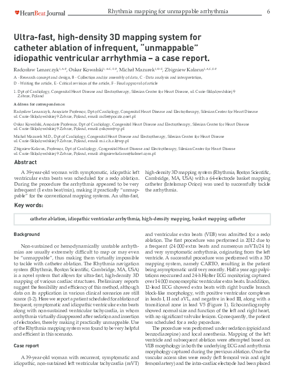 (PDF) Ultra-fast, high-density 3D mapping system for catheter ablation of infrequent ...