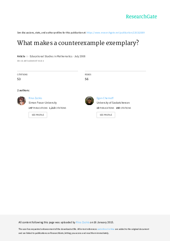 (PDF) What makes a counterexample exemplary?