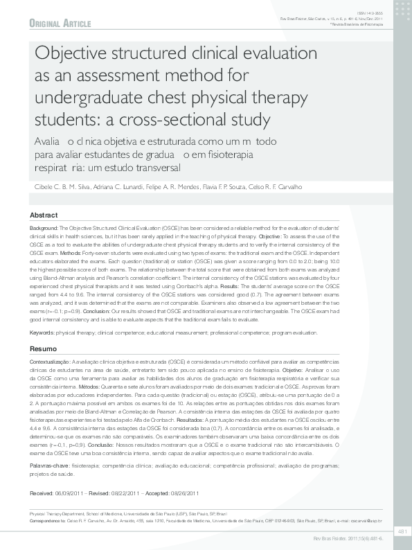(PDF) Objective structured clinical evaluation as an assessment method ...