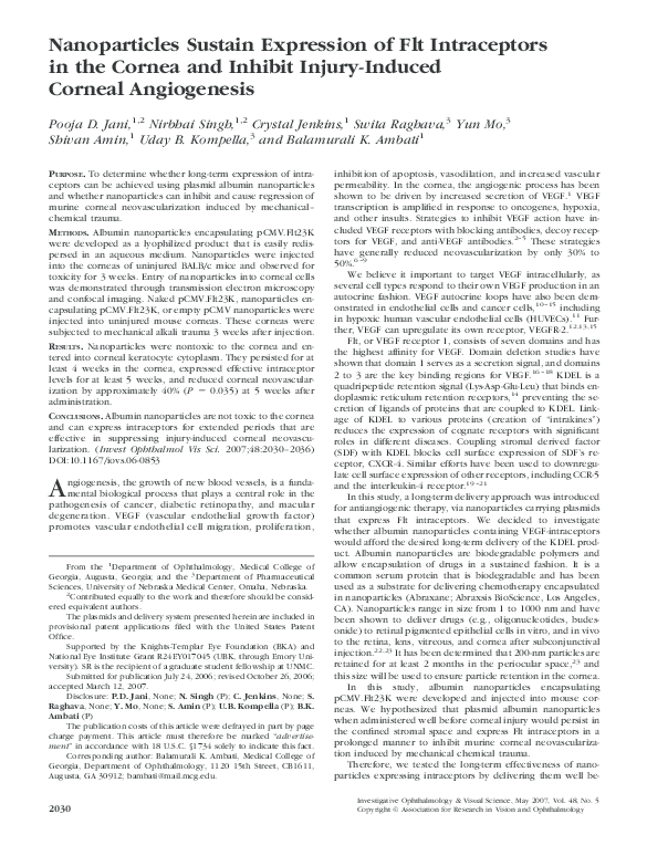 (PDF) Nanoparticles Sustain Expression of Flt Intraceptors in the ...