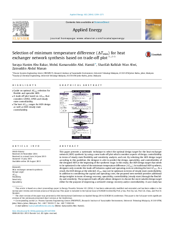 (PDF) Selection of minimum temperature difference (DT min ) for heat exchanger network synthesis ...