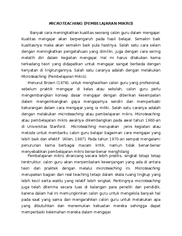 (DOC) Hakikat Microteaching (Pembelajaran Mikro)