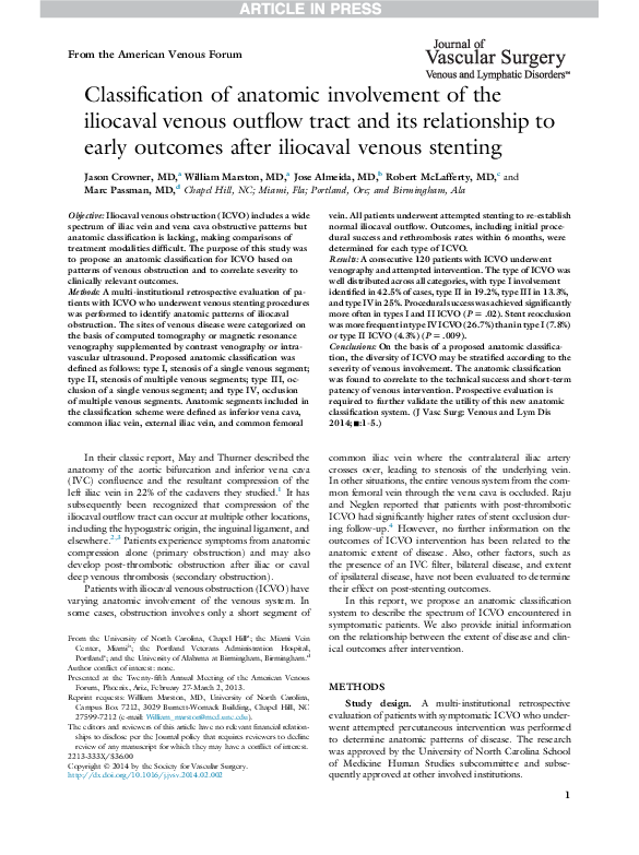 (PDF) Classification of anatomic involvement of the iliocaval venous ...