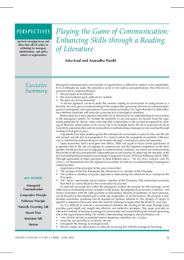 (PDF) Playing the Game of Communication: Enhancing Skills through a ...