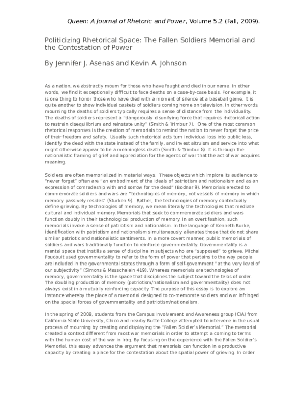 (DOC) Politicizing Rhetorical Space: The Fallen Soldiers Memorial and ...