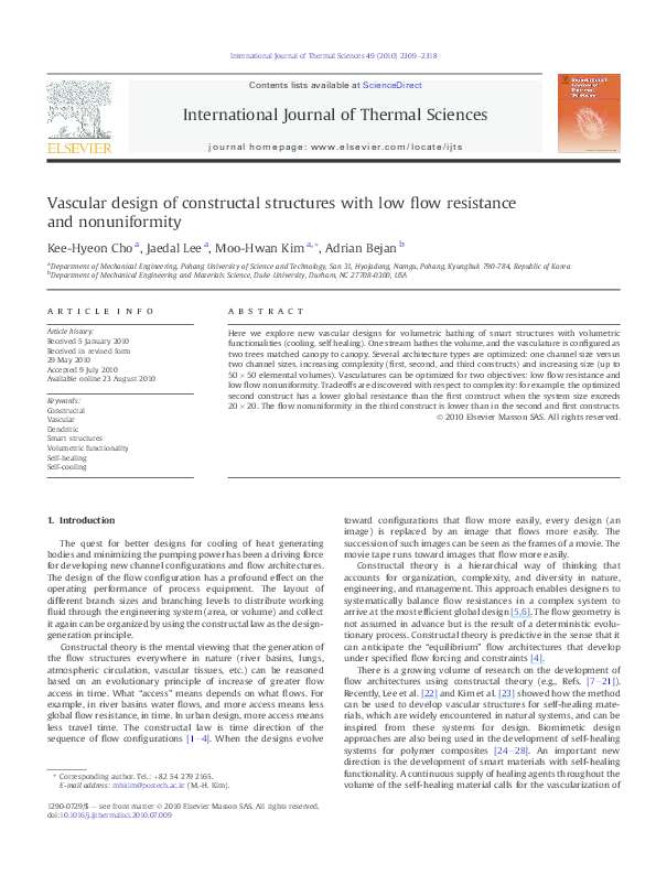 (PDF) Vascular design of constructal structures with low flow ...