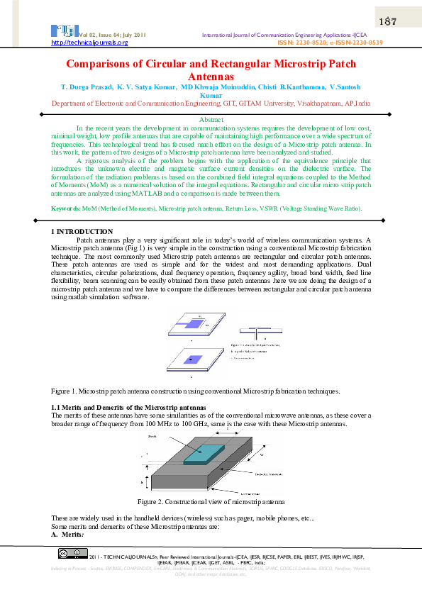 Comparisons of Circular and Rectangular Microstrip Patch Antennas