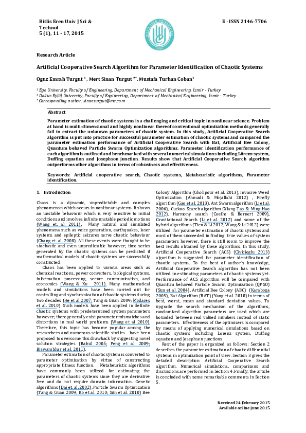 Pdf Artificial Cooperative Search Algorithm For Parameter