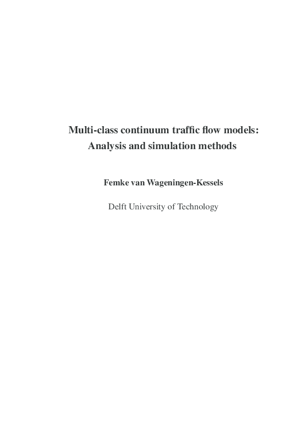 (PDF) Multi class continuum traffic flow models: Analysis and ...