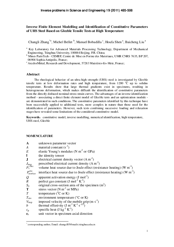 (PDF) Inverse finite element modelling and identification of constitutive parameters of UHS ...