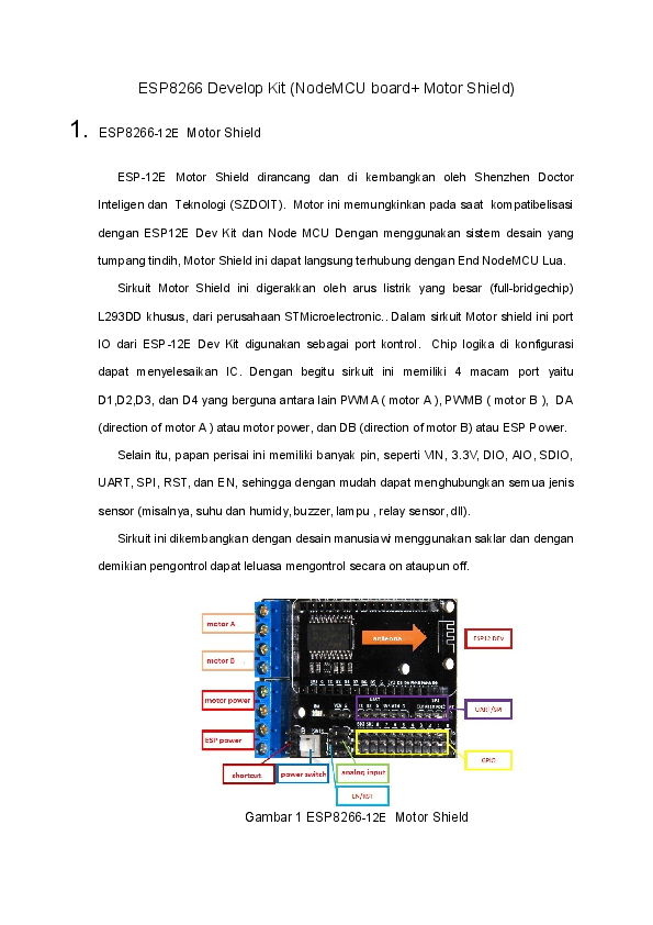 (DOC) ESP8266 Develop Kit (NodeMCU board+ Motor Shield)