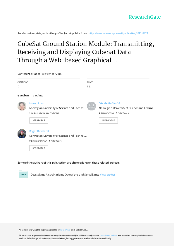 (PDF) CubeSat Ground Station Module: Transmitting, Receiving and ...