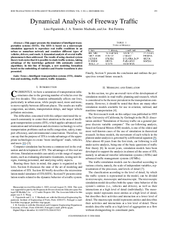 (PDF) Dynamical Analysis of Freeway Traffic