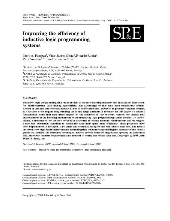 Pdf Improving The Efficiency Of Inductive Logic Programming Systems