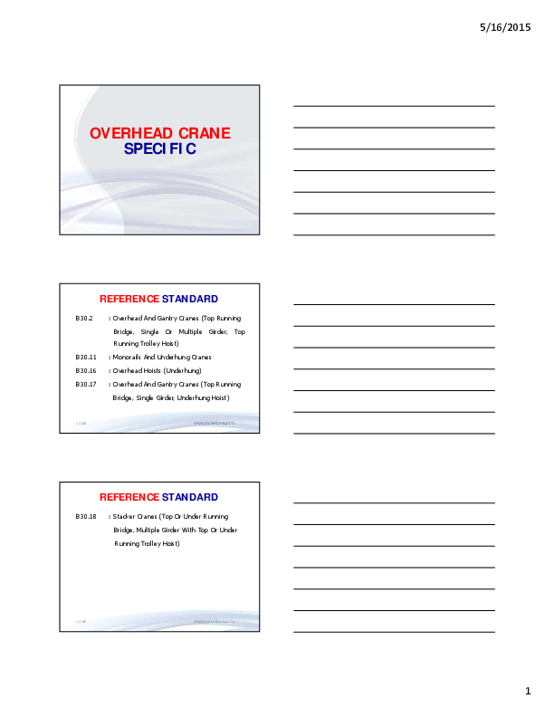 (PDF) OVERHEAD CRANE SPECIFIC REFERENCE STANDARD