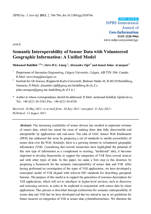 Pdf Semantic Interoperability Of Sensor Data With Volunteered