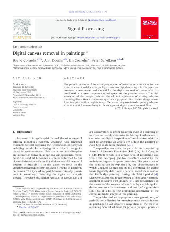 (PDF) Digital canvas removal in paintings