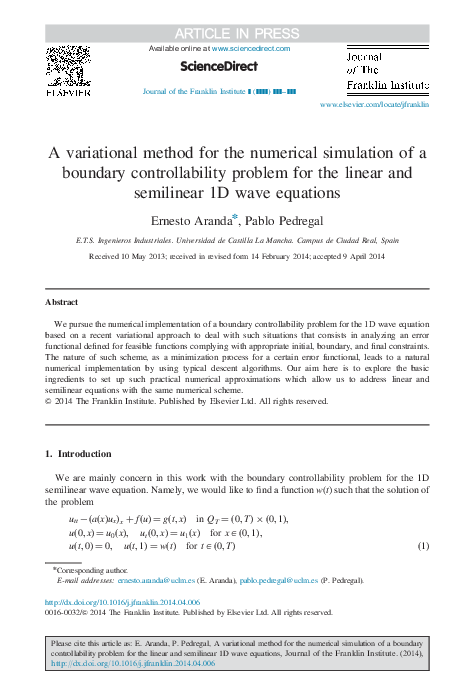 Pdf A Variational Method For The Numerical Simulation Of A Boundary