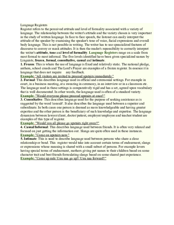 (DOC) Language Registers