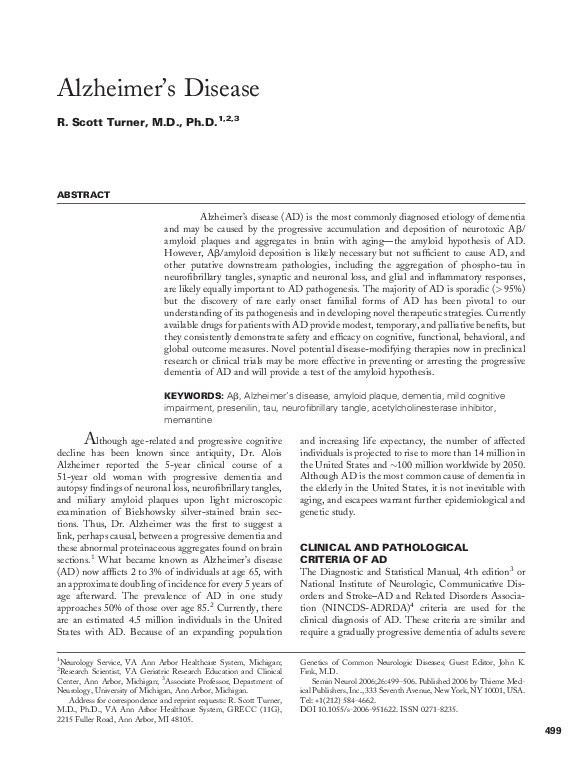 (PDF) Alzheimer's disease