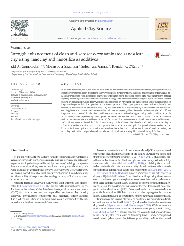 (PDF) Strength enhancement of clean and kerosene-contaminated sandy ...