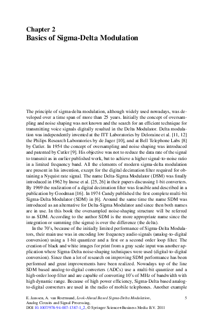 Pdf Basics Of Sigma Delta Modulation