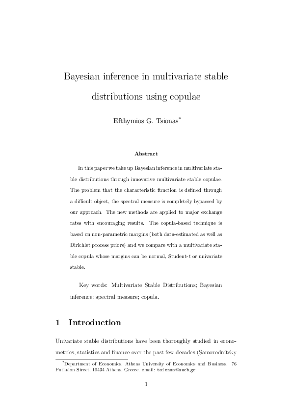 (PDF) Bayesian Inference in Multivariate Stable Distributions